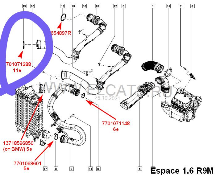 7701068601 Уплотнитель возд. патрубка (рез) RENAULT | Запчасти на DRIVE2