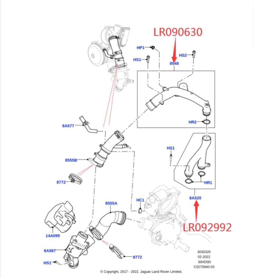 Трубки охлаждения в металл — Land Rover Range Rover (4G), 3 л, 2014 ...