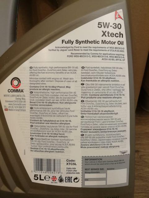 XTC5L Масло моторное 5W30 5л синтетика XTECH COMMA | Запчасти на DRIVE2