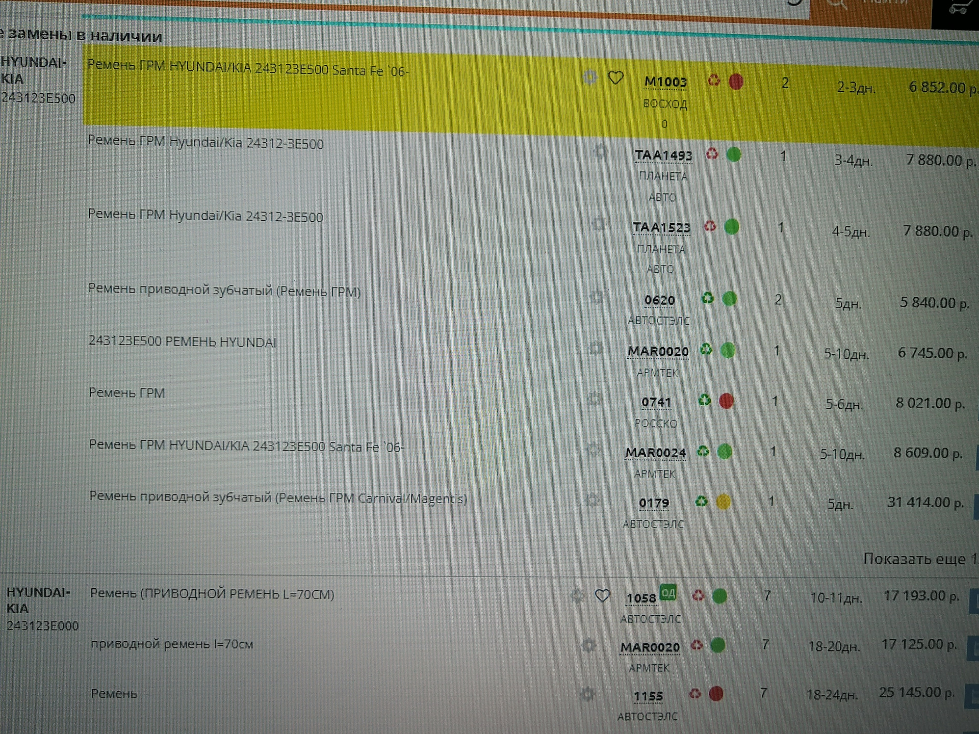 Выбор ремня ГРМ G6EA — Hyundai Grandeur (TG), 2,7 л, 2007 года ...