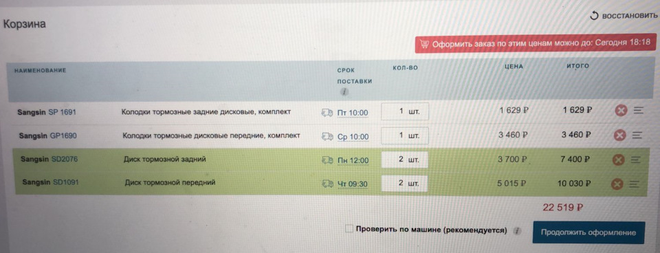 Замена тормозных дисков и колодок — KIA Sorento (3G), 3,3 л, 2017 года ...