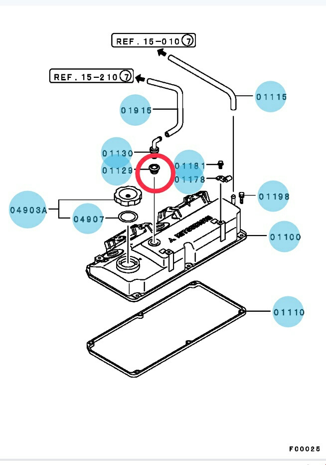 Прокладка клапана PCV от Toyota — Mitsubishi Lancer IX, 1,6 л, 2005 ...