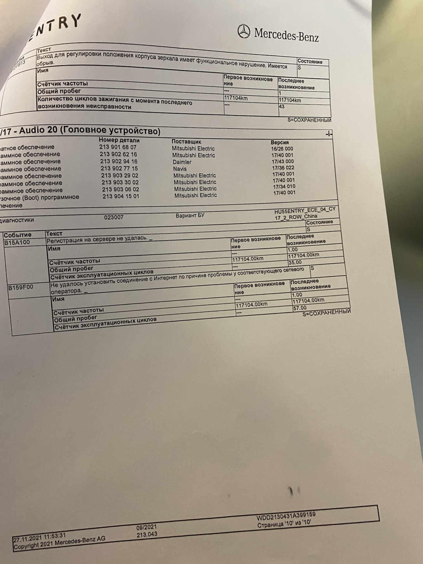 Посещение дилера после покупки — Mercedes-Benz E-Class (W213), 2 л ...