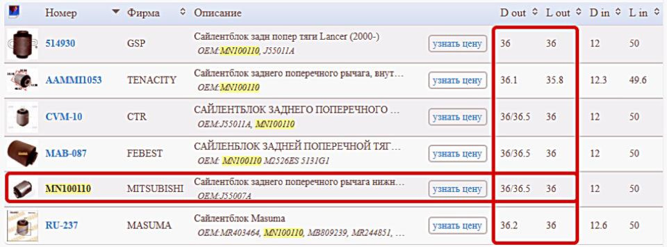 MN100110 Сайлентблок Mitsubishi | Запчасти на DRIVE2