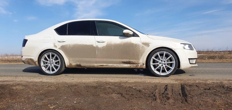 К сезону готов! Установка дисков Audi Speedline R19. — Skoda Octavia A7 Mk3, 1,8 л, 2014 года ...