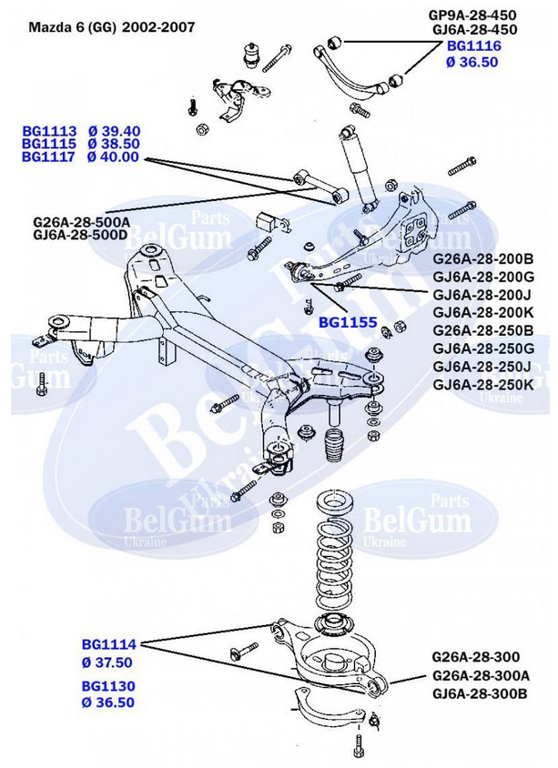 Ремонт задней подвески — Mazda 6 (1G) GG, 2,3 л, 2006 года | визит на ...