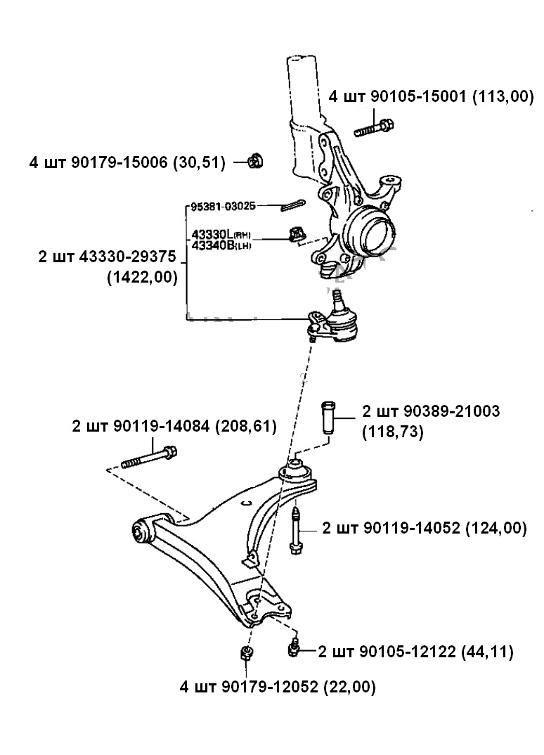 4333029375 Шаровая опора TOYOTA LEXUS | Запчасти на DRIVE2