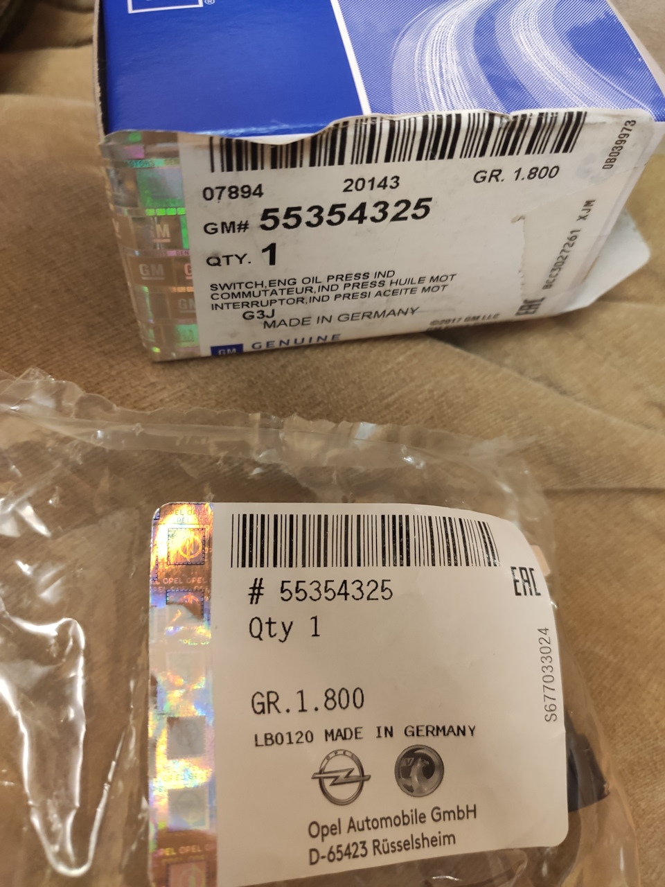 55354325 Датчик давления масла М10х1, 0.3-0.55 бар, производство ...