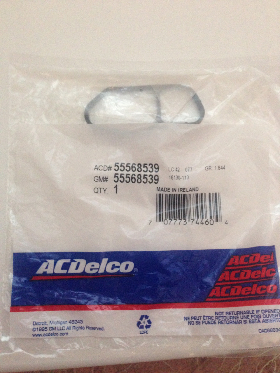 55568539 Прокладка масляного теплообменника GM | Запчасти на DRIVE2