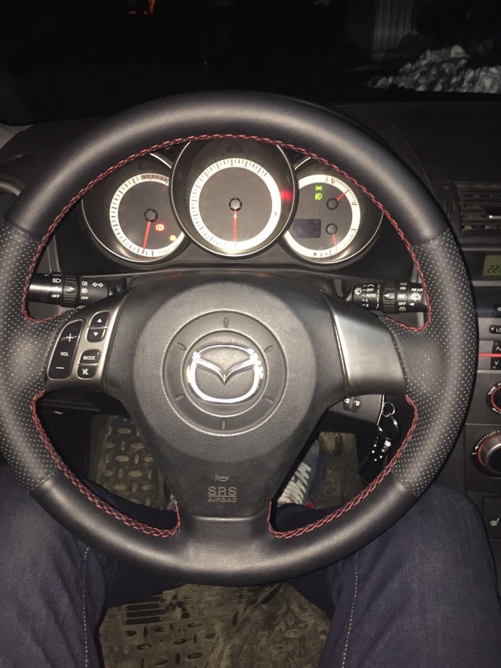 Оплетка Мазда 3 ВК с красной строчкой И швом макраме — DRIVE2