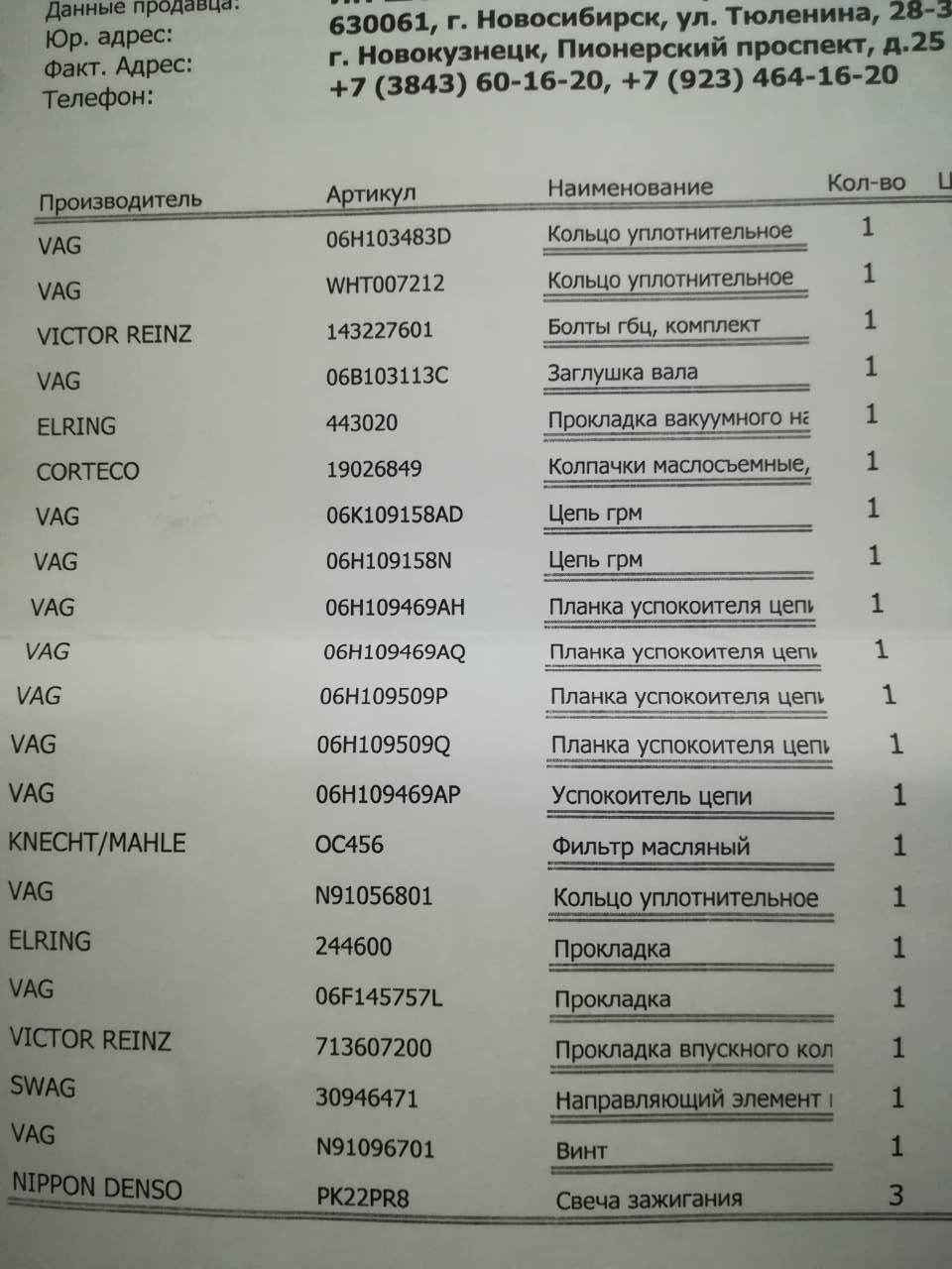 WHT007212 уплотнительное кольцо VAG | Запчасти на DRIVE2