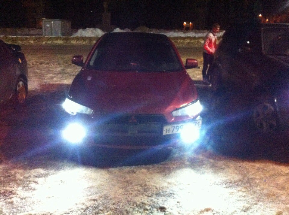 Ксенон в птф. + диоды в габариты — Mitsubishi Lancer X, 1,5 л, 2007 ...