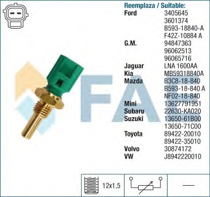 8942220010 Датчик температуры охлаждающей жидкости М12х1.5 ...