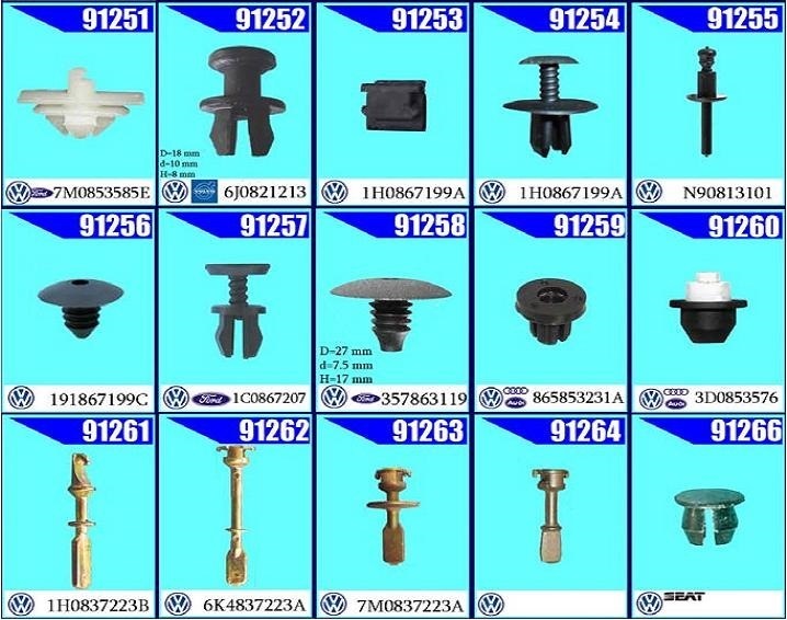Клипсы используемые в Volkswagen, Skoda, Audi (VAG) и их артикулы ...