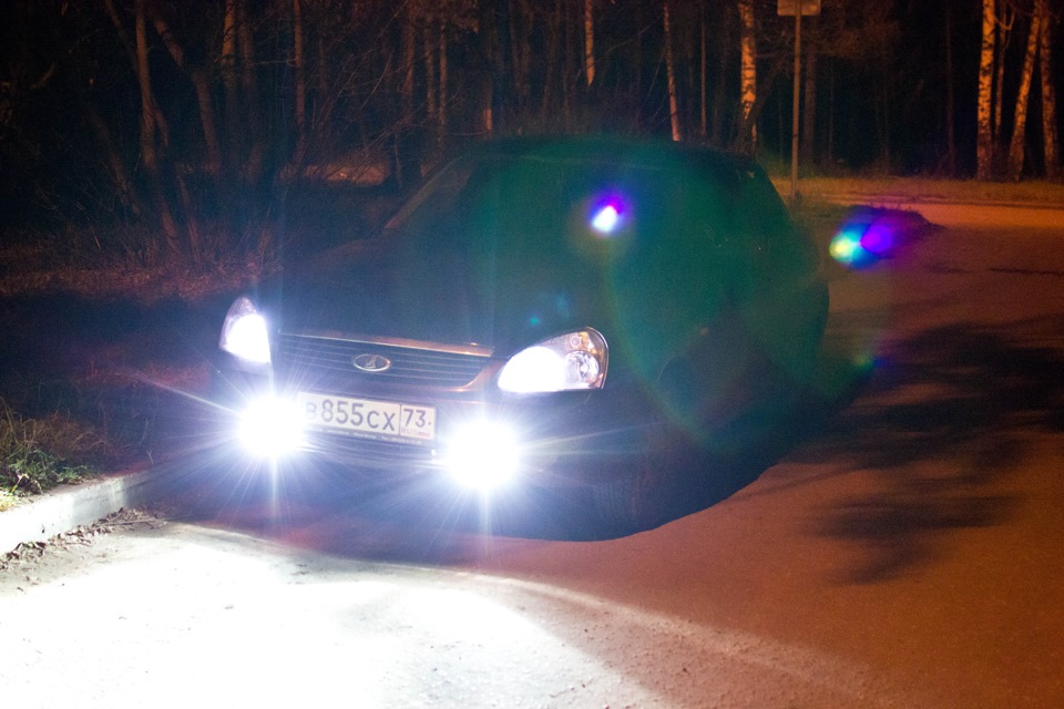 Туманки+ксен — Lada Приора седан, 1,6 л, 2008 года | аксессуары | DRIVE2