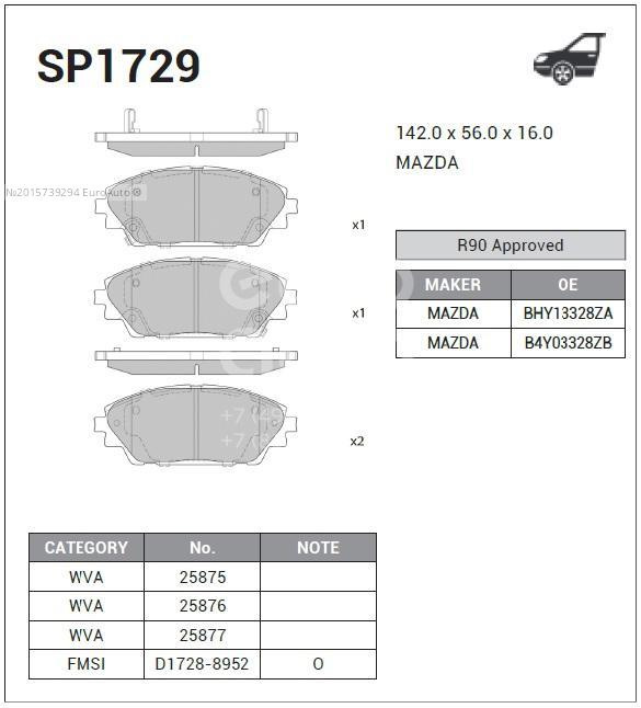 SP1729 Колодки тормозные передние SANGSIN | Запчасти на DRIVE2