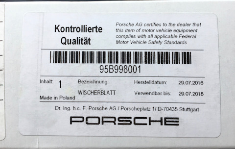 95B998001 Щётка стеклоочистителя комплект VAG | Запчасти на DRIVE2