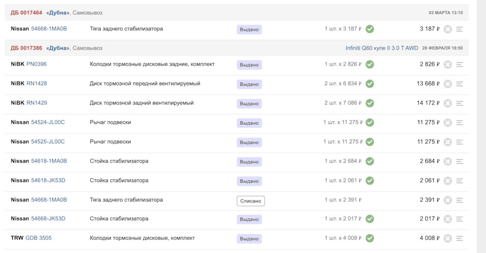 Первое ТО — Infiniti Q60 (2G), 3 л, 2017 года | запчасти | DRIVE2