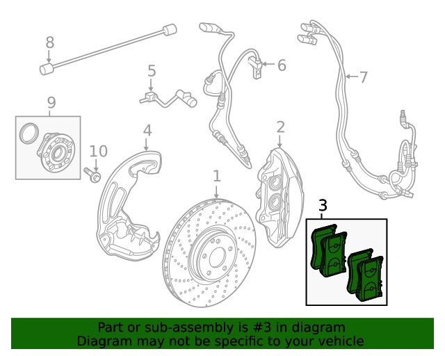 A0064209220 Комплект тормозных колодок для дисковых тормозов Mercedes ...