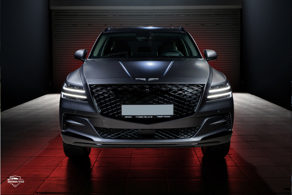 Оклейка Genesis GV80 матовой антигравийной плёнкой Llumar Matte ...