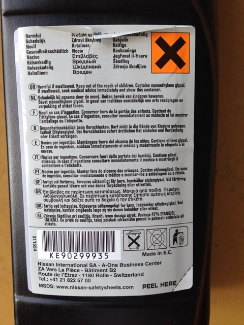 KE90299935 АНТИФРИЗ NISSAN 1L 40С ЗЕЛНЫЙ (EU) NISSAN INFINITI ...