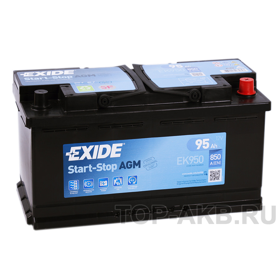 Exide EK950 95 Ач 850А 353x175x190 — TOP-AKB на DRIVE2