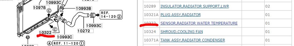 Термодатчик вентилятора ОЖ — Mitsubishi Libero, 1,5 л, 2002 года ...