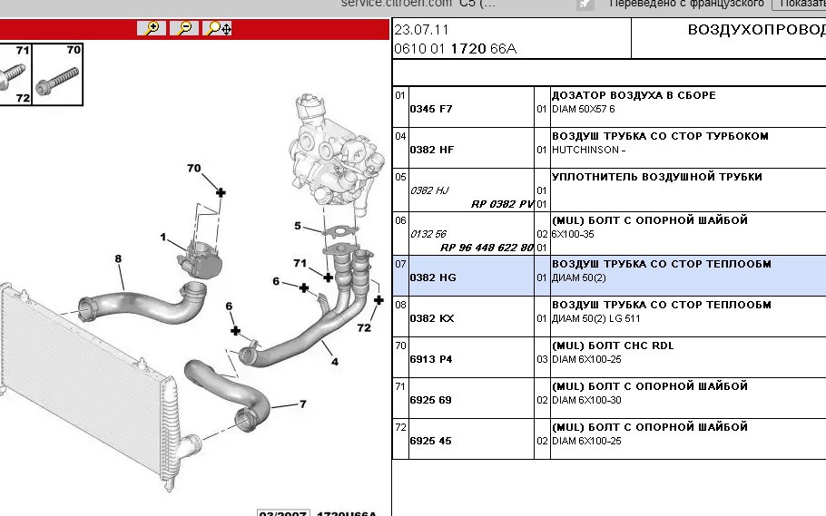 0345F7 Патрубок дроссельной заслонки Peugeot Citroen | Запчасти на DRIVE2