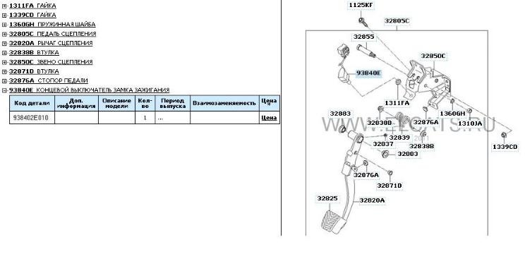 938402E010 ПРОЧИЕ ПЕРЕКЛЮЧАТЕЛИ НА НАПРЯЖЕНИЕ НЕ БОЛЕЕ 60В KIA HYUNDAI ...