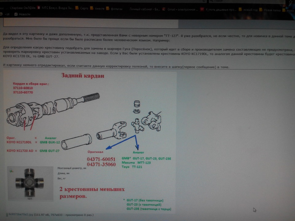 Замена крестовины кардан вал с помощью перфоратор — Toyota Hilux Surf ...