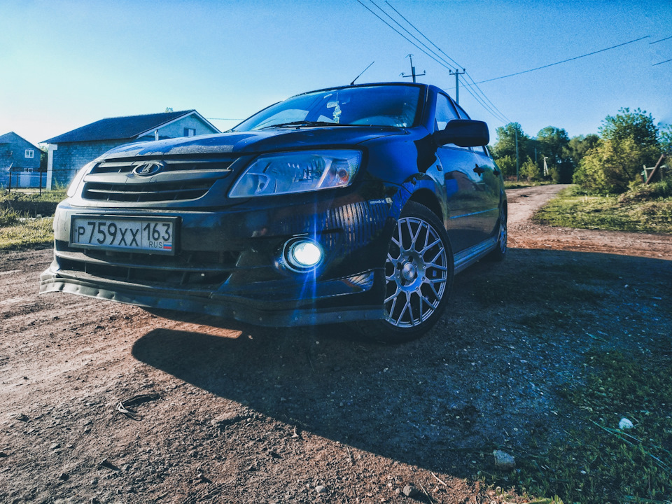 Клыки на передний бампер — Lada Гранта (1G), 1,6 л, 2014 года ...
