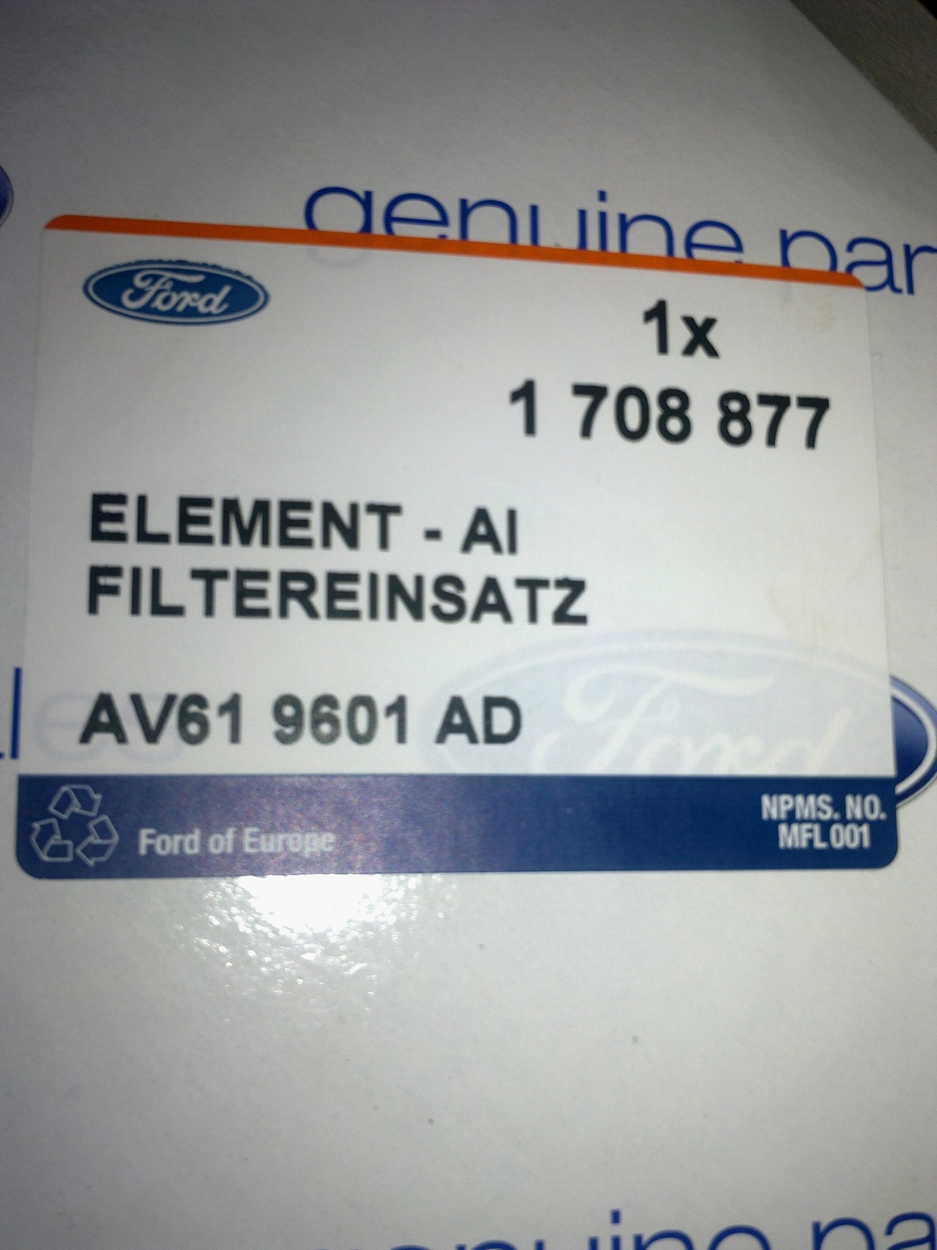 1708877 Фильтр воздушный Ford | Запчасти на DRIVE2