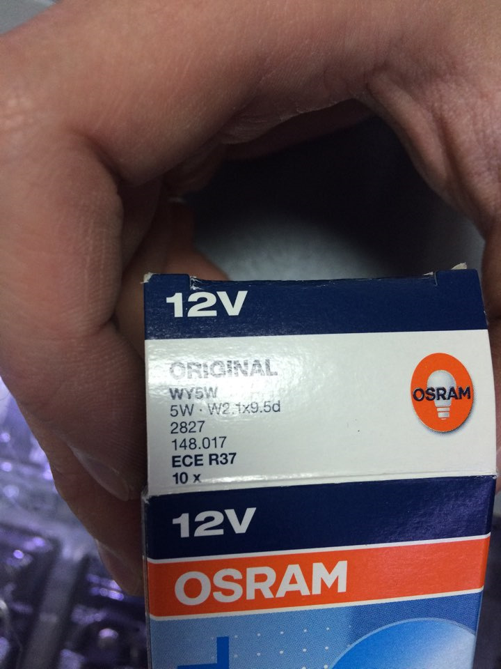 2827 Лампа 5W б/ц желтая WY5W OSRAM | Запчасти на DRIVE2
