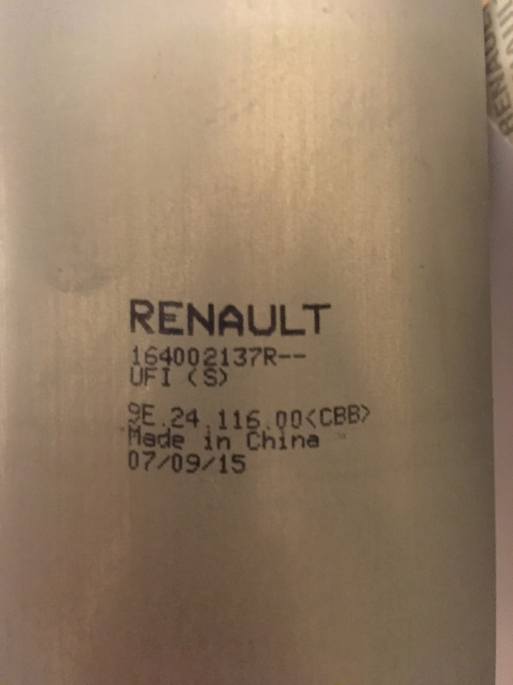 164002137R Фильтр топливный RENAULT | Запчасти на DRIVE2