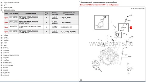 93743010 Выключатель двери концевой GM | Запчасти на DRIVE2
