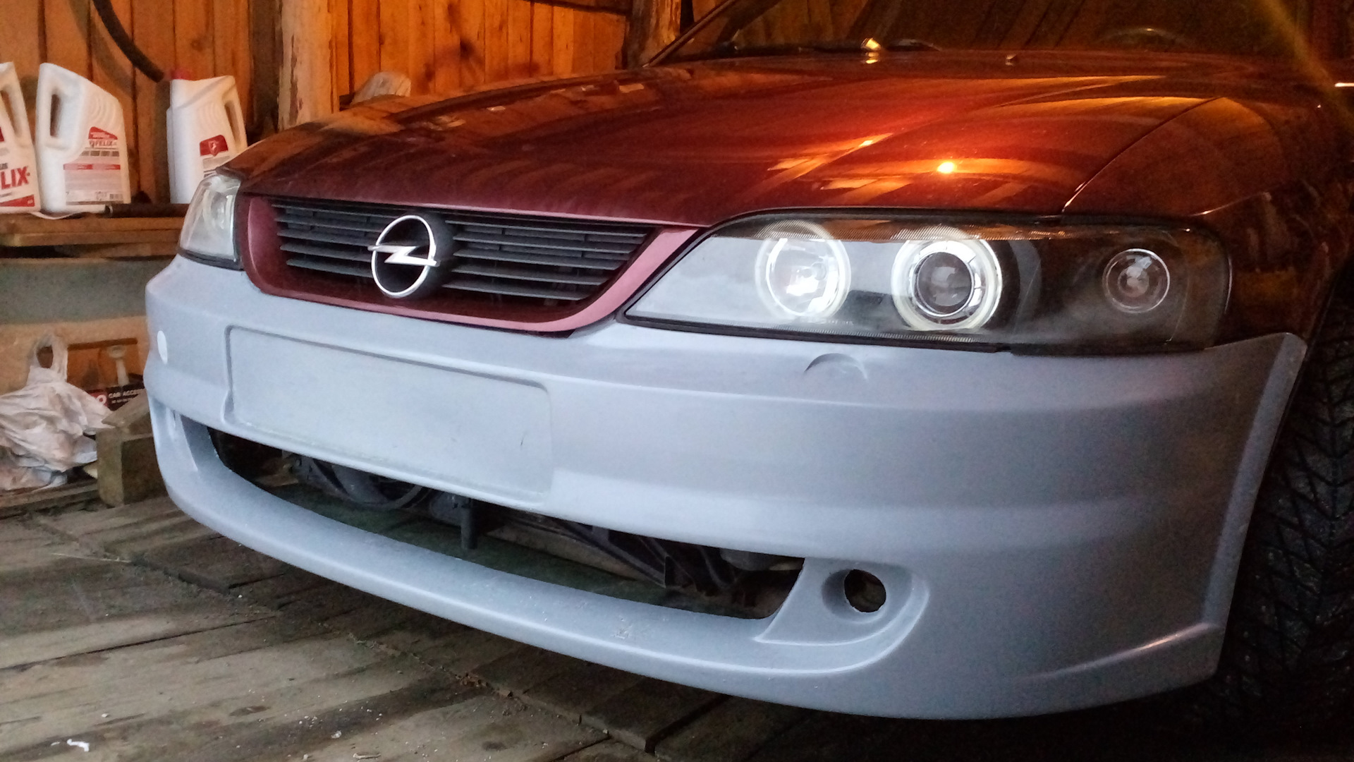 Передний бампер Zender ( SJ Replica ) Примерка . — Opel Vectra B, 1,6 л ...