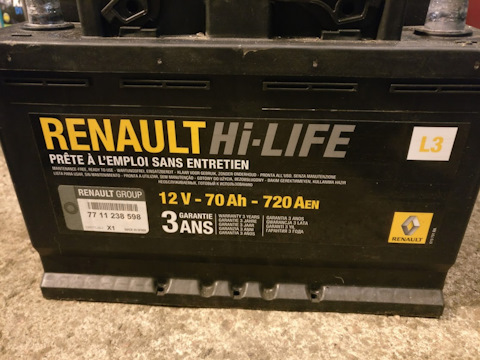 7711238598 Аккумулятор 70Ah 720A Рено Kangoo 2, Laguna 3, Logan, Megane ...