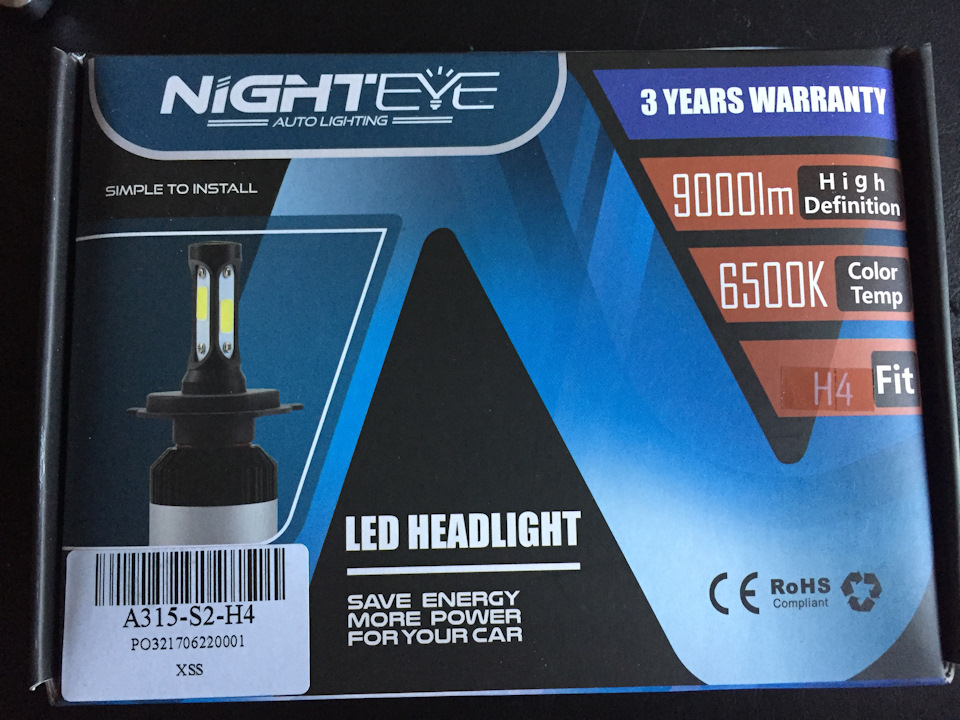LED лампы H4 Nighteye — Volkswagen Polo Sedan, 1,6 л, 2014 года ...