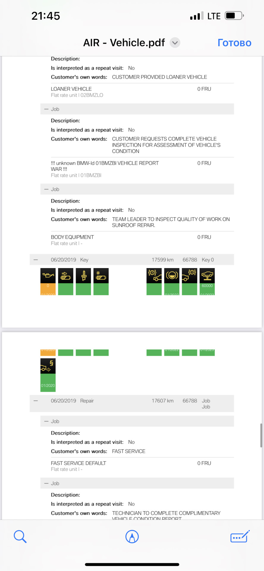 История обслуживания автомобиля в Америке, для себя — BMW X5 (G05), 3 л ...