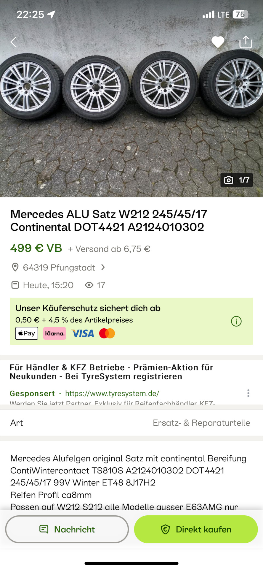 Колёса на зиму — Mercedes-Benz E-class (W212), 1,8 л, 2010 года ...