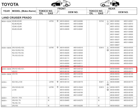 U3752 Амортизатор с газовым подпором TOKICO | Запчасти на DRIVE2