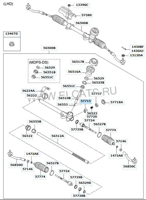 Упор рулевой рейки (сухарь) 57715-0x500 на Hyundai i20 (1G), Hyundai ...