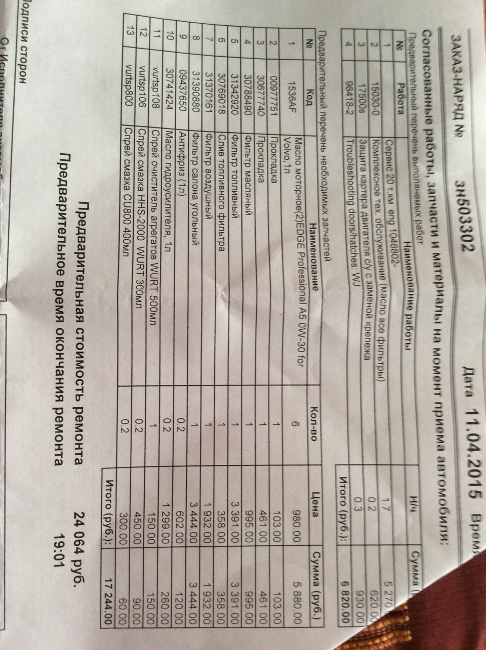 Техническое обслуживание -2 — Volvo XC60 (1G), 2,4 л, 2013 года | визит ...
