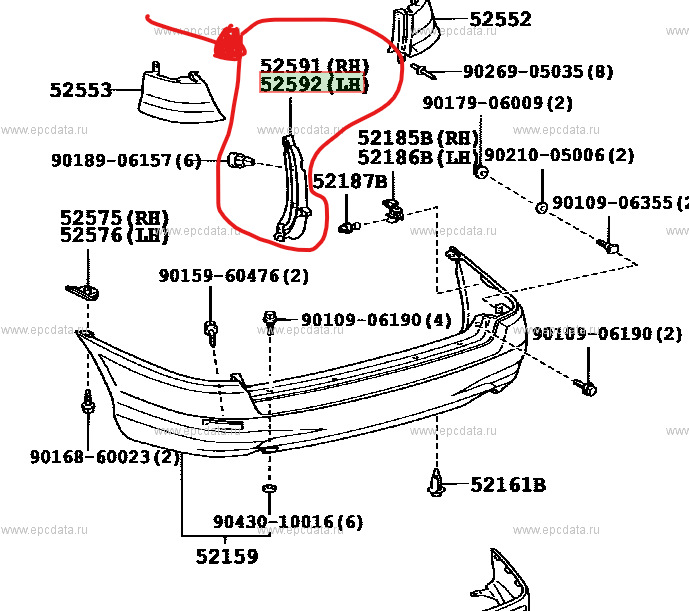 9015960476 Клипса крепления переднего бампера TOYOTA LEXUS | Запчасти ...