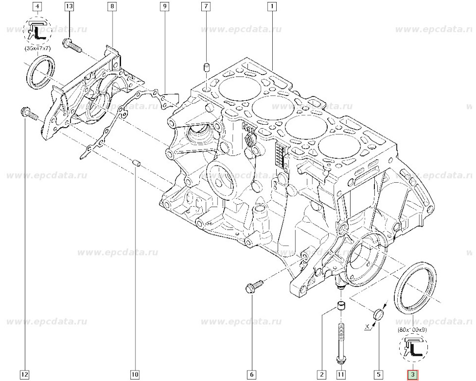 7701473544 Сальник коленчатого вала RENAULT | Запчасти на DRIVE2