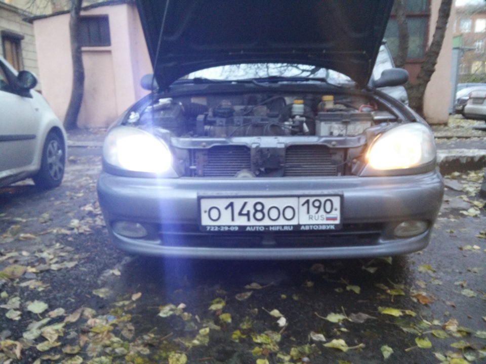 Диодные лампочки в габаритные огни. — Chevrolet Lanos, 1,5 л, 2008 года ...
