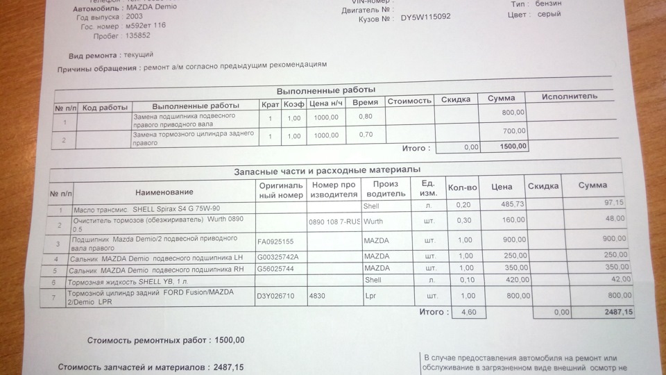 Подвесной и прочее — Mazda Demio (2G), 1,5 л, 2003 года | визит на ...
