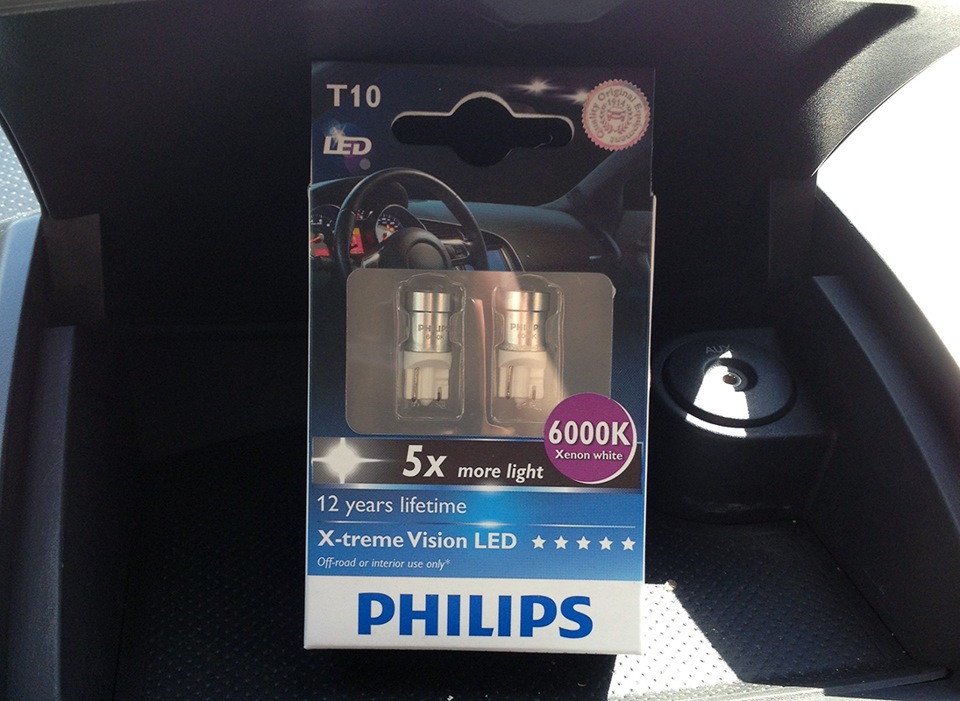 Philips X-treme Vision LED 6000K W5W — Nissan Note (1G), 1,6 л, 2009 ...