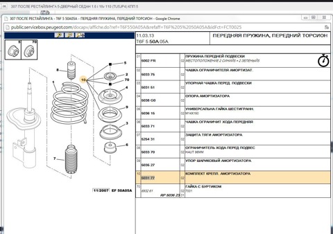 5038G0 Комплект опоры амортизатора Peugeot Citroen | Запчасти на DRIVE2