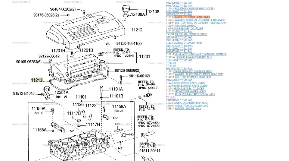 №1 Прокладка крышки клапанов, кольцо уплотнительное натяжителя цепи грм ...